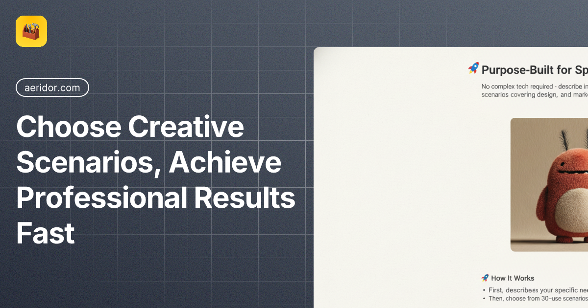 Aeridor - Choose Creative Scenarios, Achieve Professional Results Fast